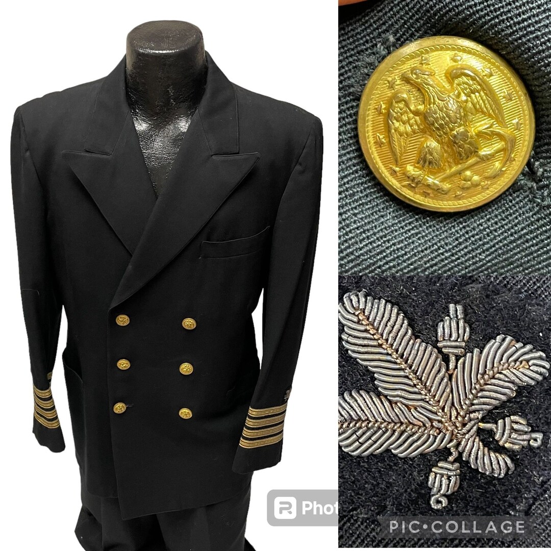 Vtg 40's WWII Men OFFICERS Service Captains Sport Coat Military ...