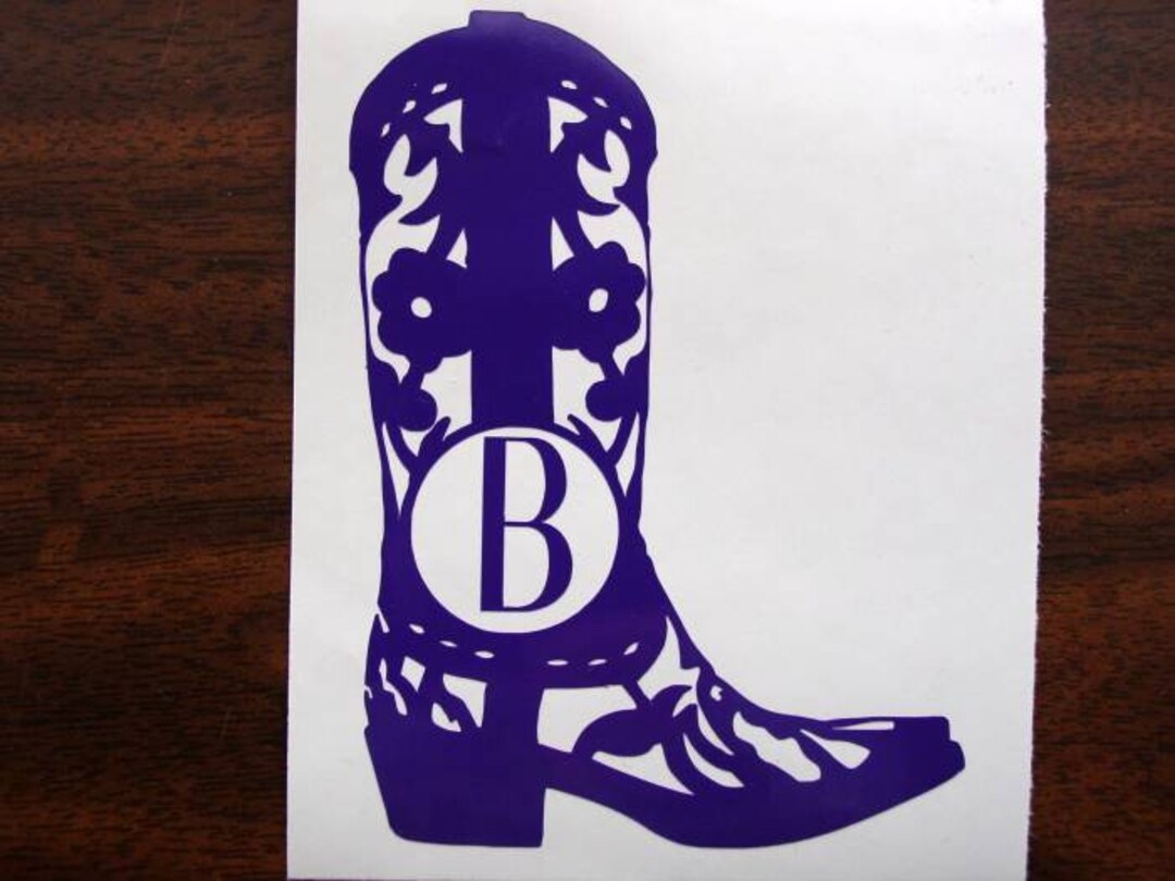 Monogram Cowboy, Boot Initial Decal, Monogram Decal, Cowgirl Boot ...