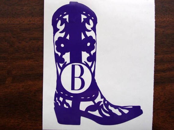 Monogram Cowboy Boot Initial Decal Monogram Decal Single | Etsy