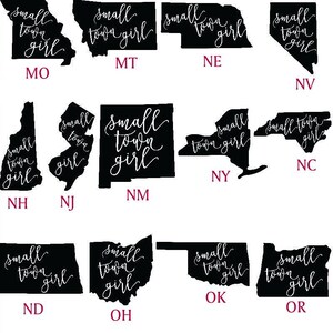 State Decal, Choose Your State Sticker, Small Town Girl Decal, Car ...