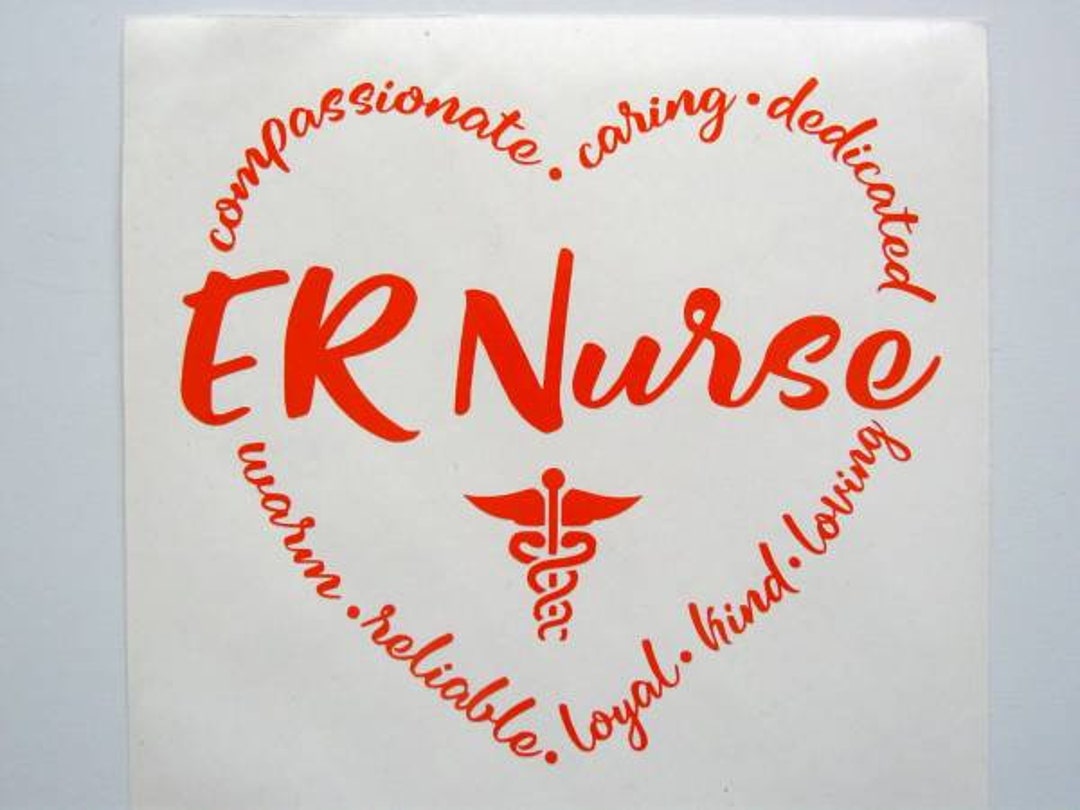 ER Nurse Decal, Nurse Sticker, Heart Decal Sticker, Car Decal, Laptop ...