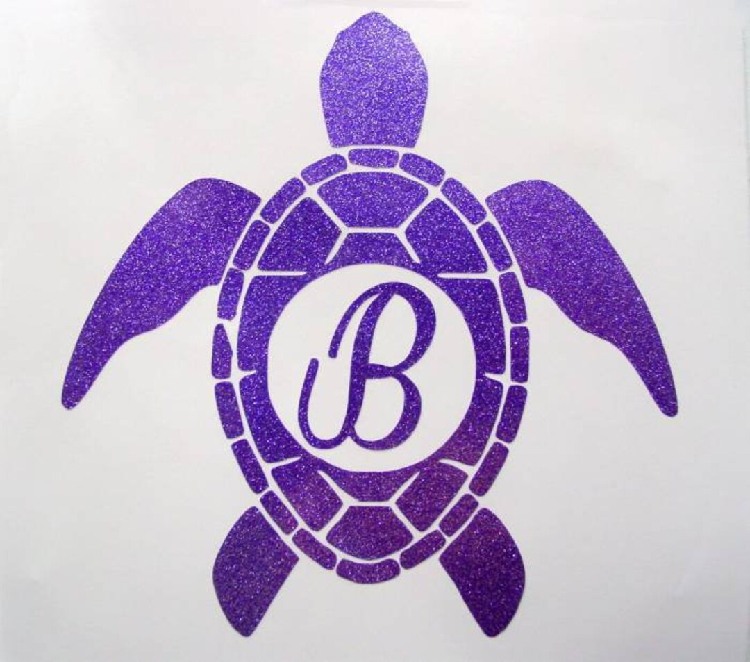 Turtle Monogram Decal, Turtle Initial Decal, Turtle Sticker, Monogram ...