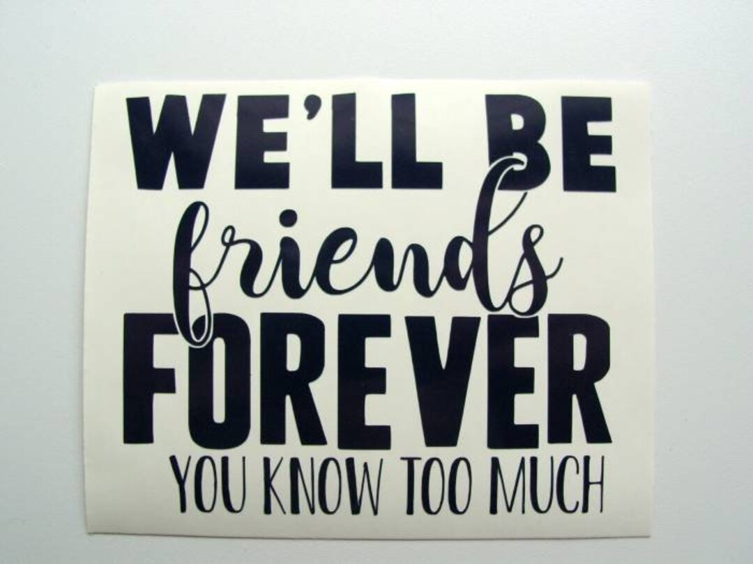 Friend Vinyl Decal, We'll Be Friends Forever, You Know Too Much Decal ...
