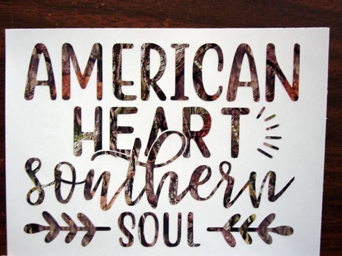 Camo American Heart Southern Soul Vinyl Decal, Tumbler Car Sticker - Etsy