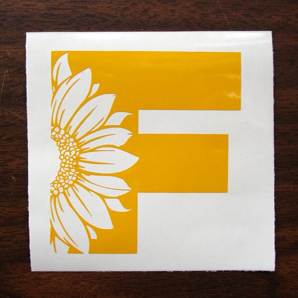 Sunflower With Initials Vinyl Decal - Etsy