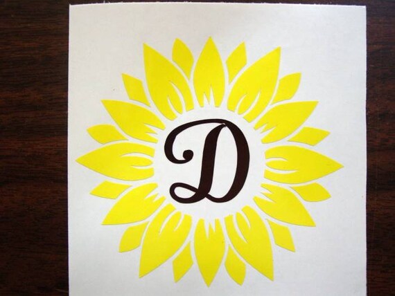 Sunflower Decal Monogram Decal Initial Decal Vinyl Decal | Etsy