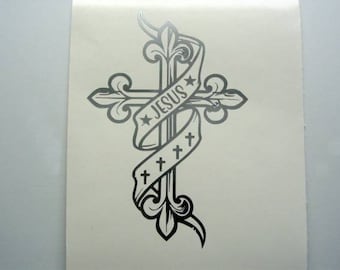 Jesus Script Cross Vinyl Decal - Etsy