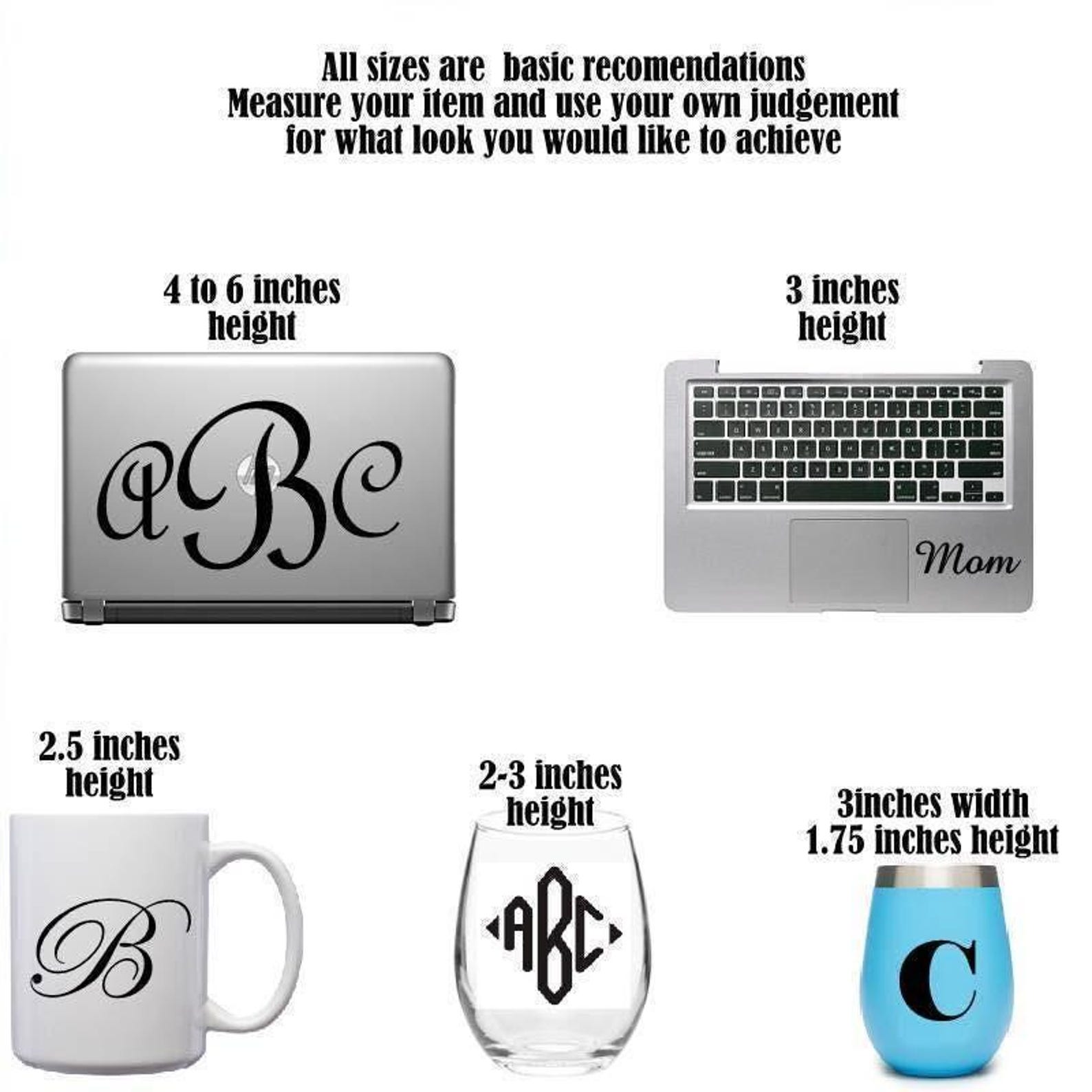 Custom Initial Vinyl Decal, Single Letter Sticker, Car, Tumbler ...