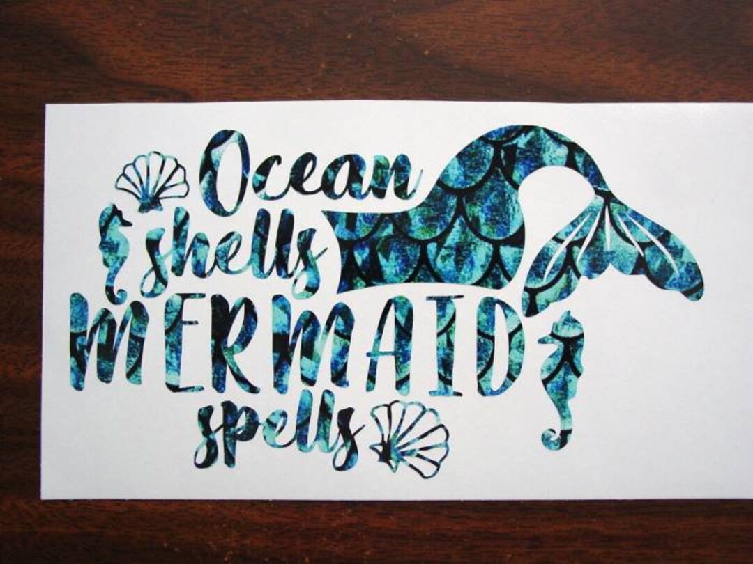 Ocean Shells Mermaid Spells Vinyl Decal, Mermaid Decal, Car Decal ...