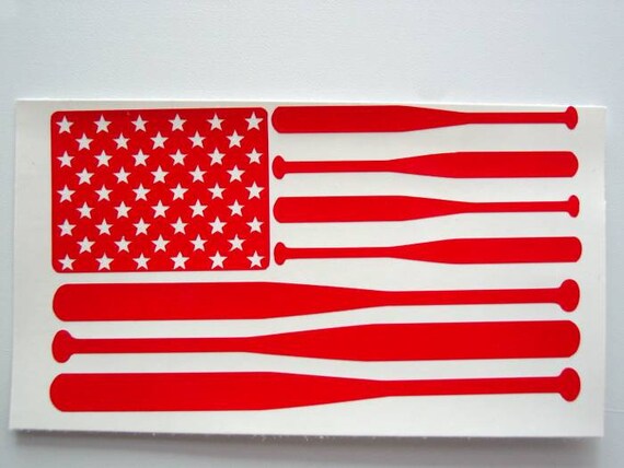 Baseball Bat Vinyl Decal Baseball Flag Sticker Sports Decal - Etsy
