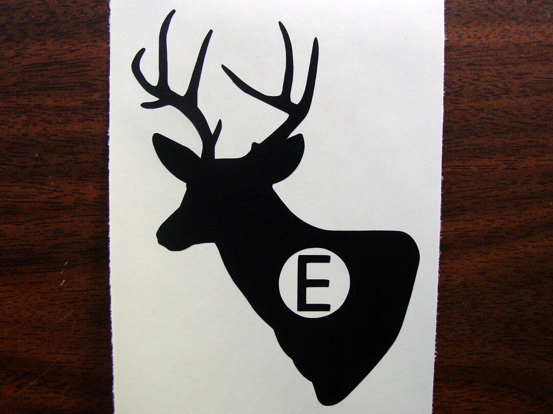 Deer Head Decal, Monogram Decal, Initial Decal, Vinyl Decal ...