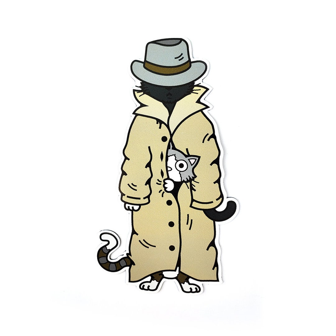 Trench Coat Cats Magnet | Weatherproof Car Magnet | Vinyl Fridge Magnet ...