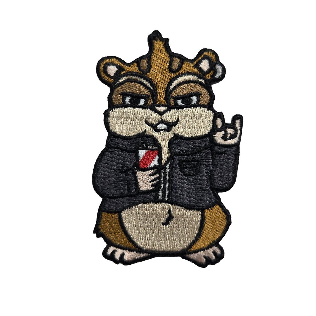 Chipmunk Chip Punk Embroidered Patch – 3x2" – Hook & Loop or Iron-on ...
