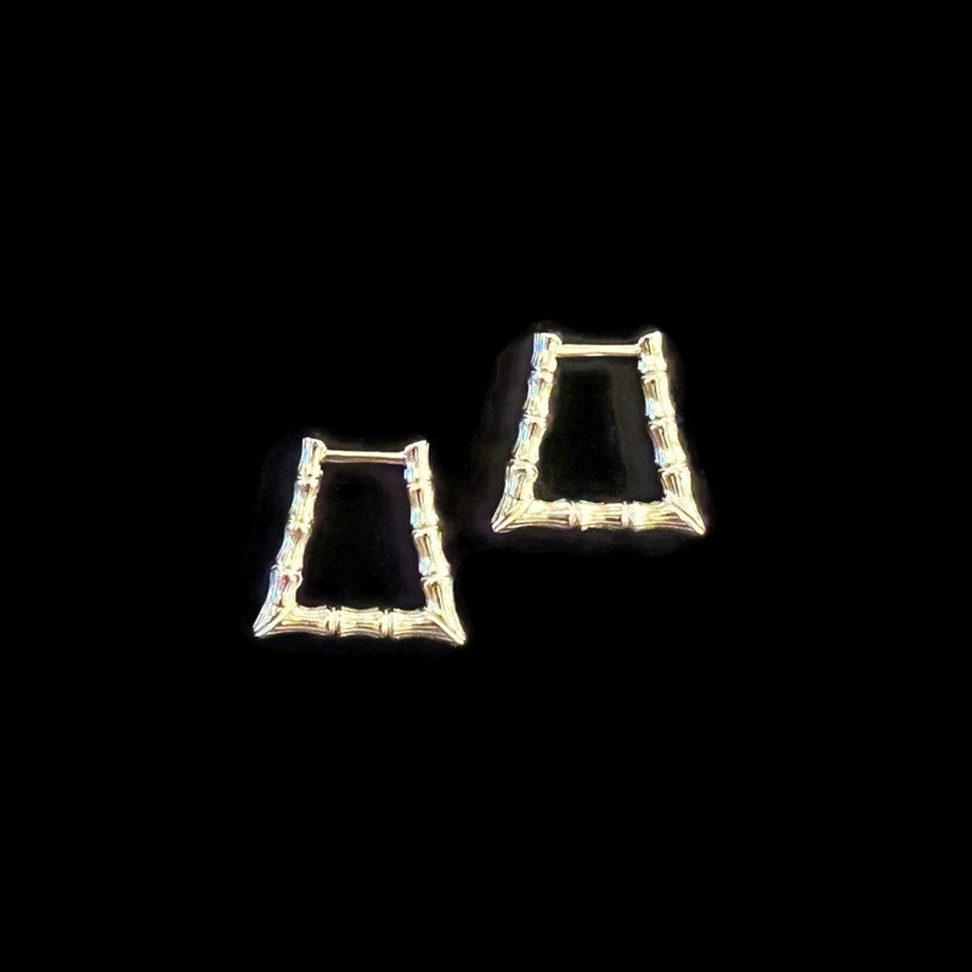 Triangle Bamboo Huggie Earring - Etsy