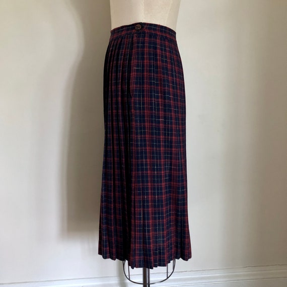 50's Pleated Wool Skirt Plaid Classic Secretary Prepp… - Gem