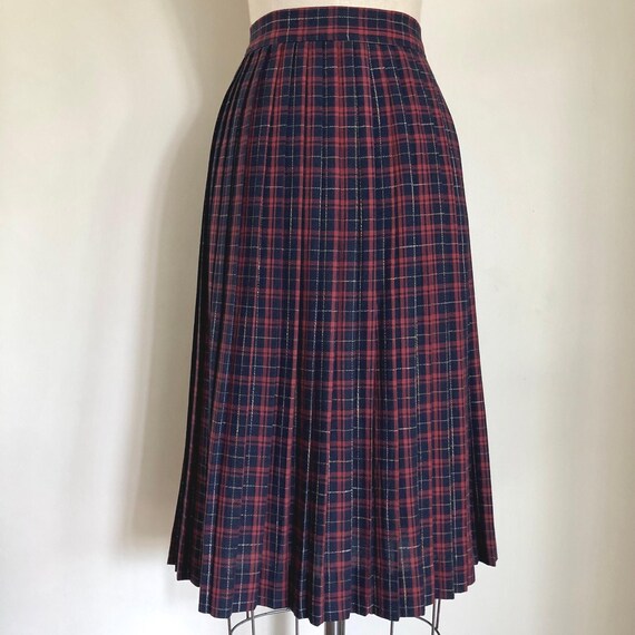 50's Pleated Wool Skirt Plaid Classic Secretary Prepp… - Gem