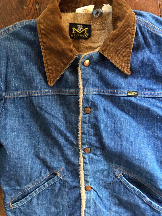 1970s Maverick Blue Bell Jacket Denim Sherpa Cotton W… - Gem