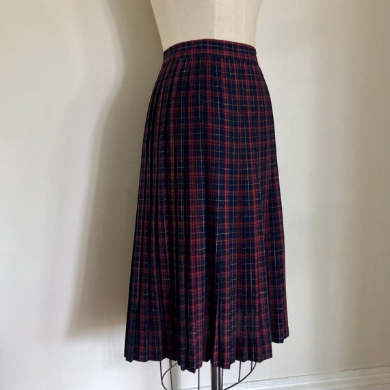 50's Pleated Wool Skirt Plaid Classic Secretary Prepp… - Gem