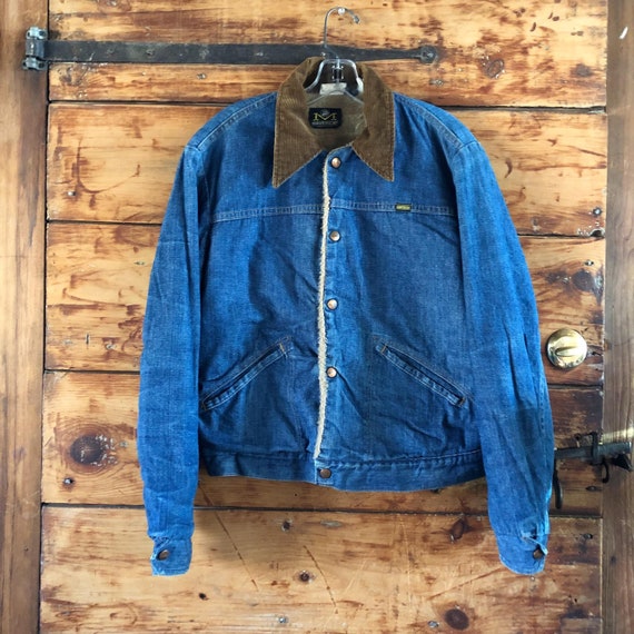 1970s Maverick Blue Bell Jacket Denim Sherpa Cotton W… - Gem