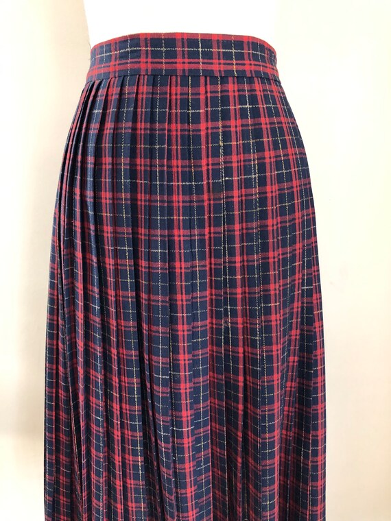 50's Pleated Wool Skirt Plaid Classic Secretary Prepp… - Gem