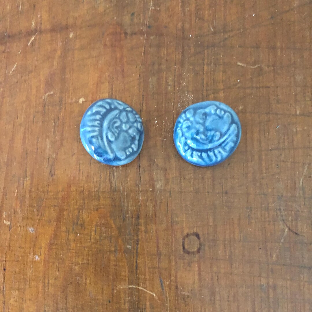 Vintage Ceramic Buttons Roman Grecian Blue Glazed Sewing Supply - Etsy