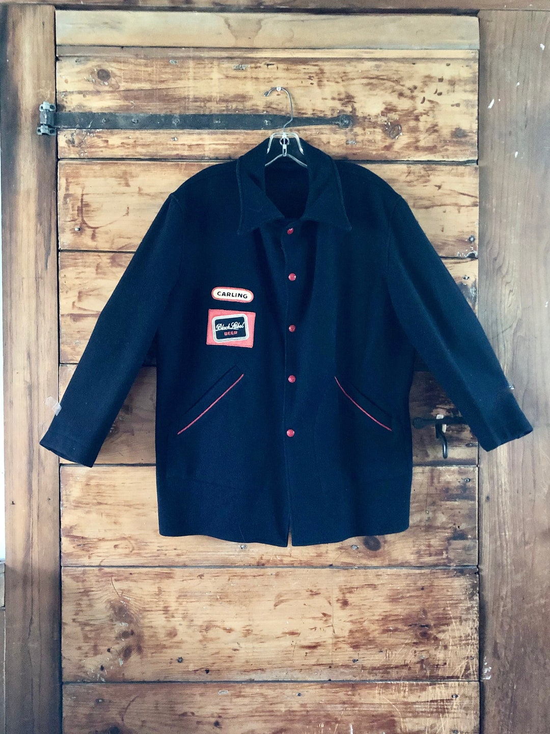 50's Wool Jacket Baseball Athletic Black Winter Work Wear - Etsy