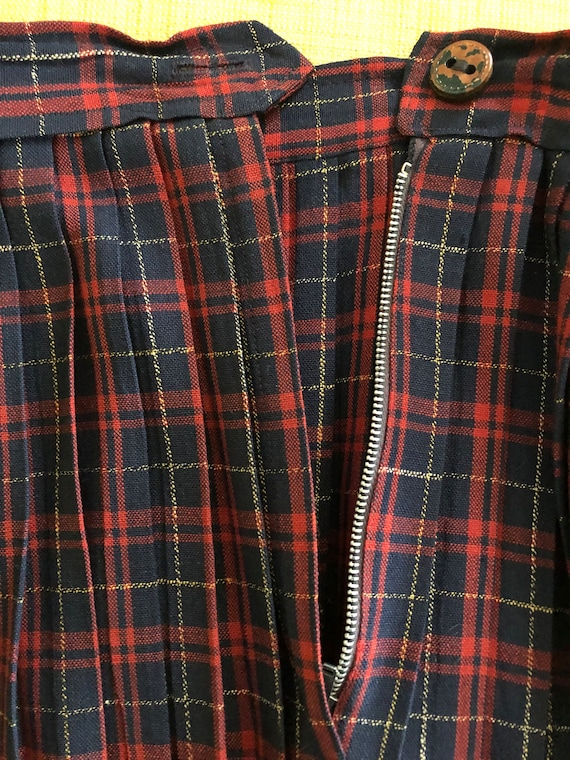 50's Pleated Wool Skirt Plaid Classic Secretary Prepp… - Gem