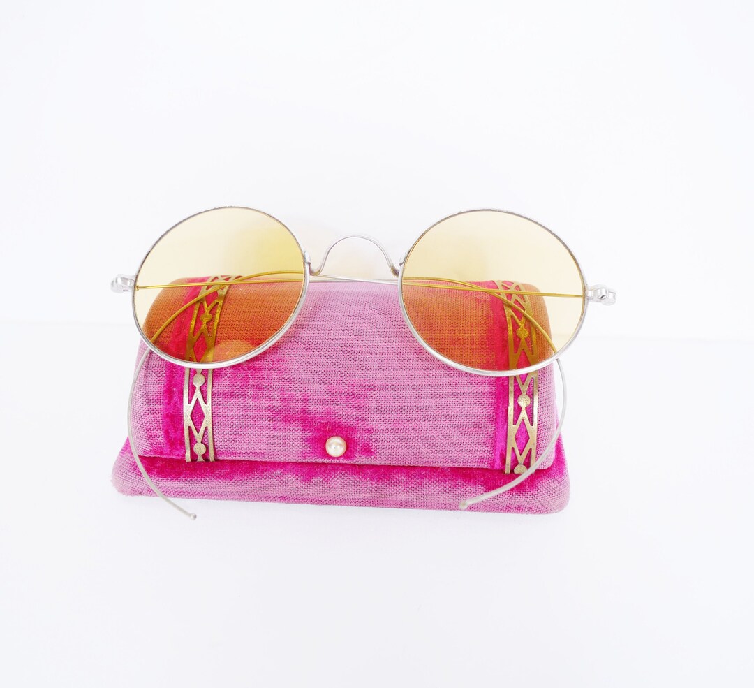 Antique Yellow Lens Wire Frame Sunglasses Etsy