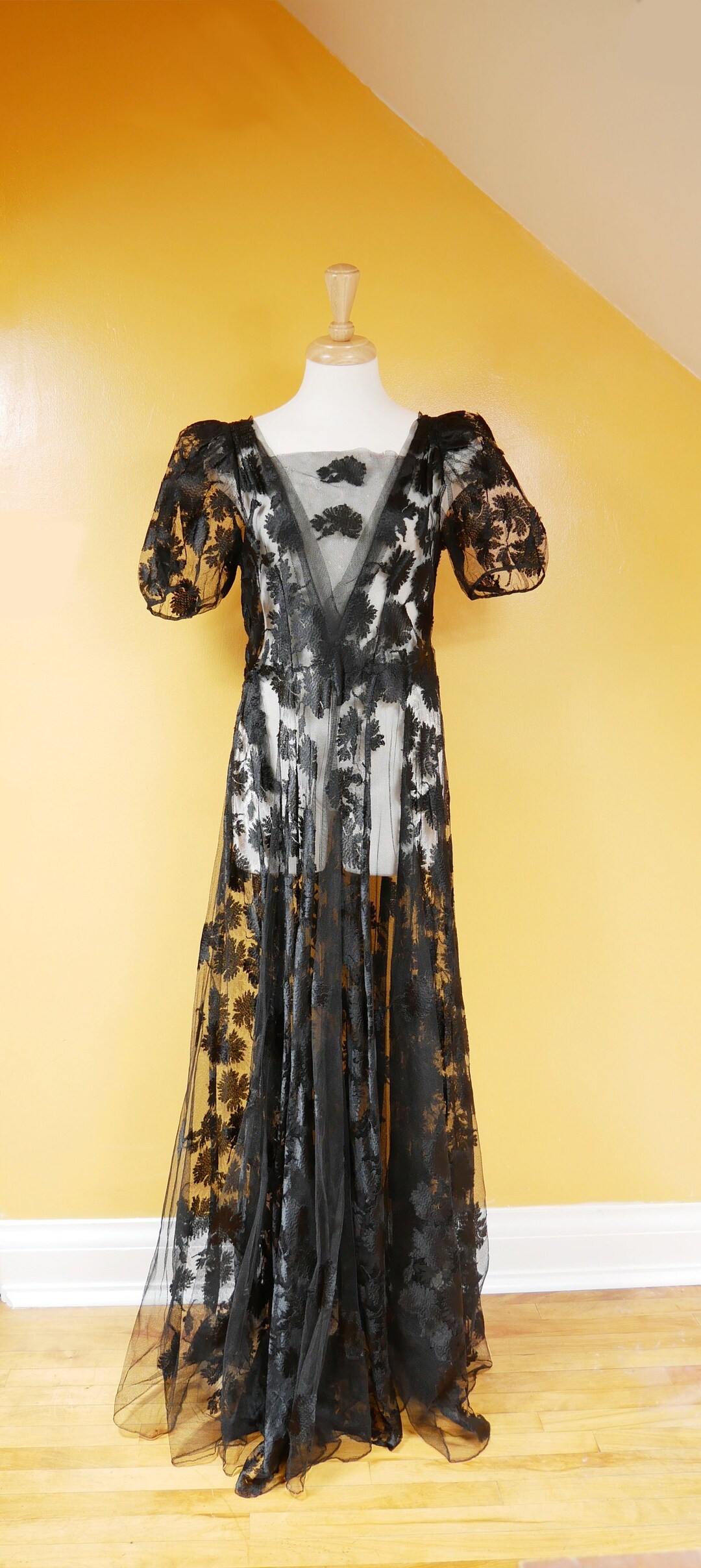 Sheer Black Floral Lace Overdress - Etsy