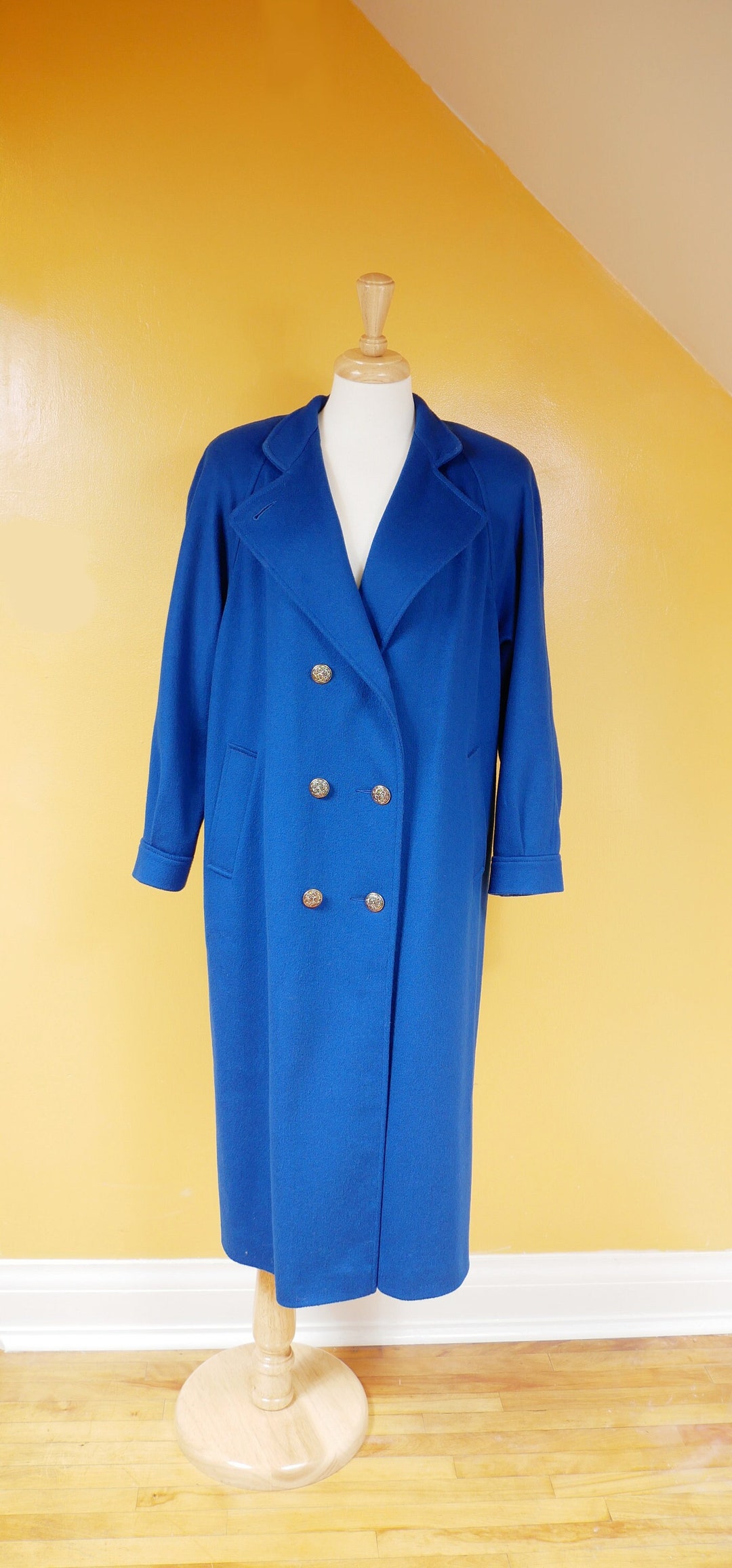 Royal Blue Double Breasted Wool Coat - Etsy