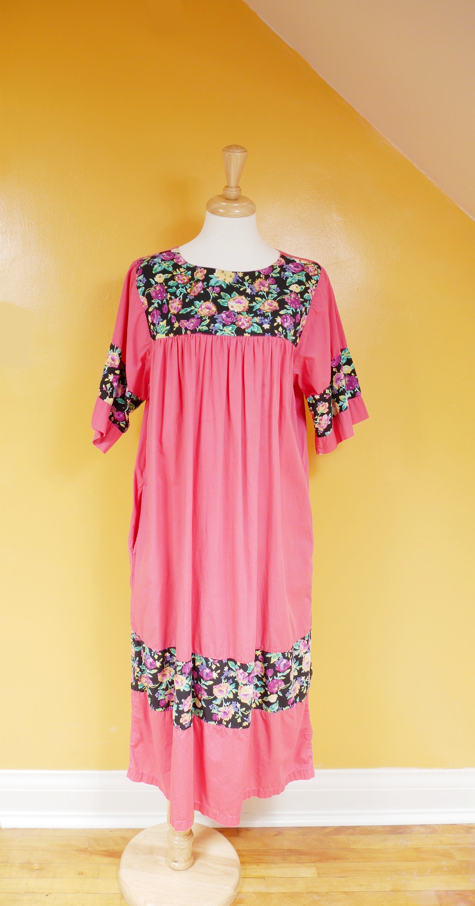 Beaded Pink Floral Muumuu Nightgown - Etsy