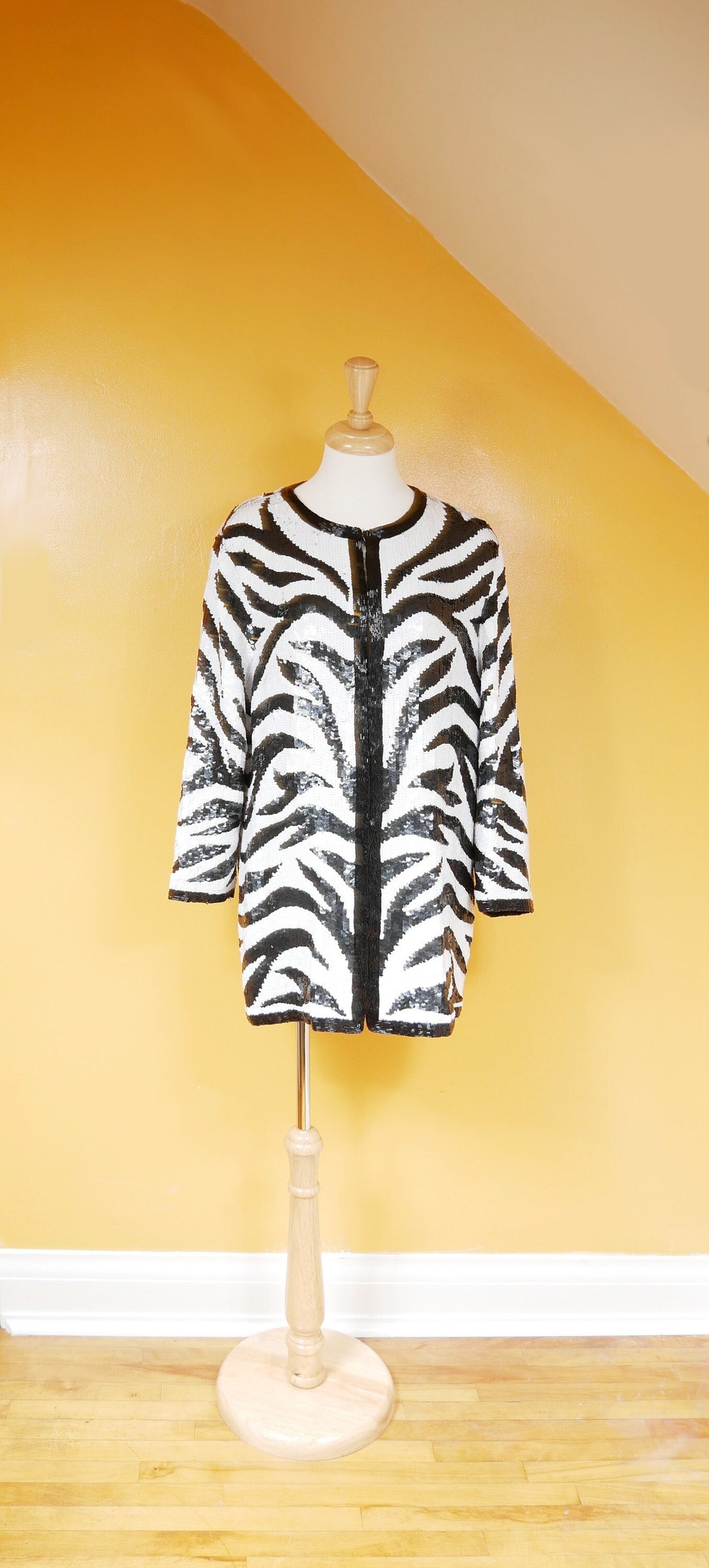 Long Sequin Zebra Print Jacket - Etsy
