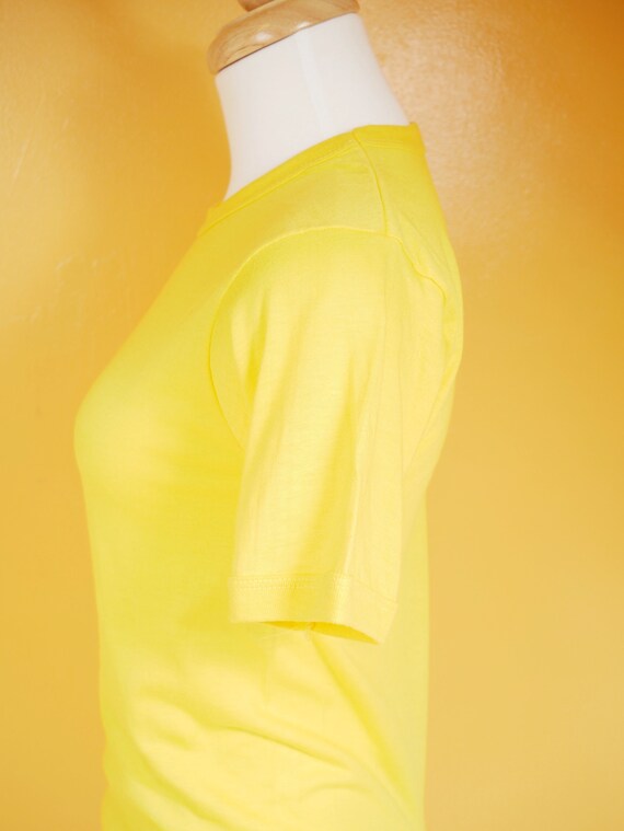 Vintage 1980s Blank Sunshine Yellow Ringer T-Shirt - Gem