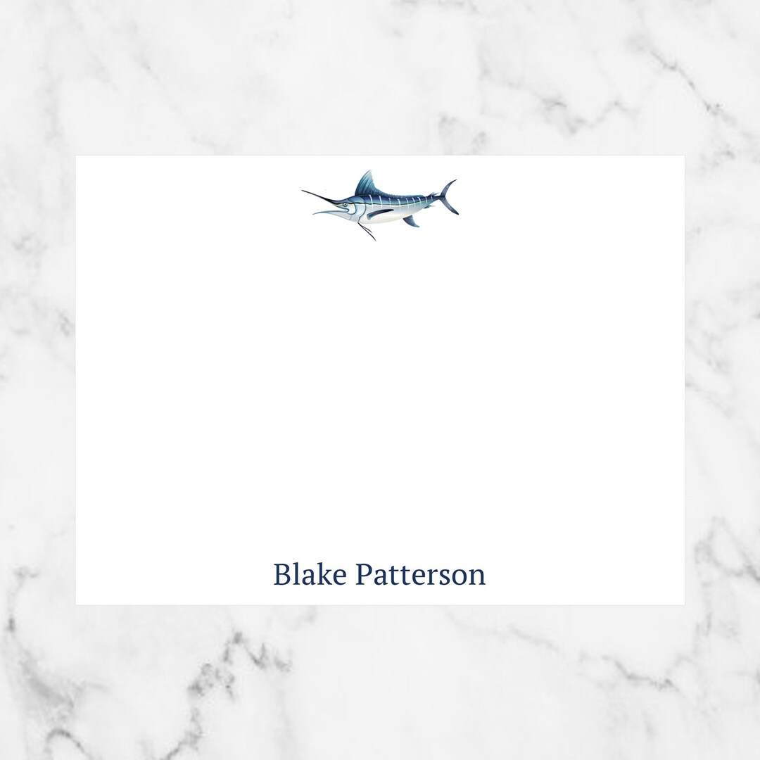 Swordfish Flat Personalized Note Card - Etsy