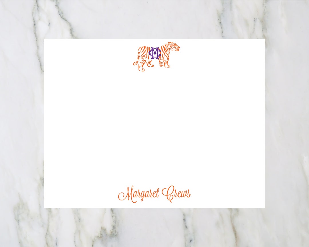 Monogrammed Tiger Note Cards - Etsy