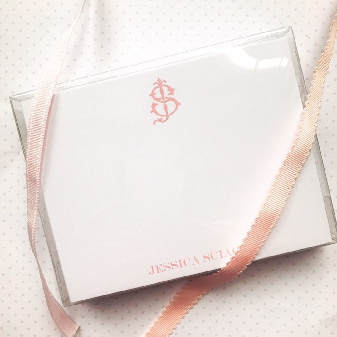 Chic Monogram Flat Note Cards for Girls - Etsy