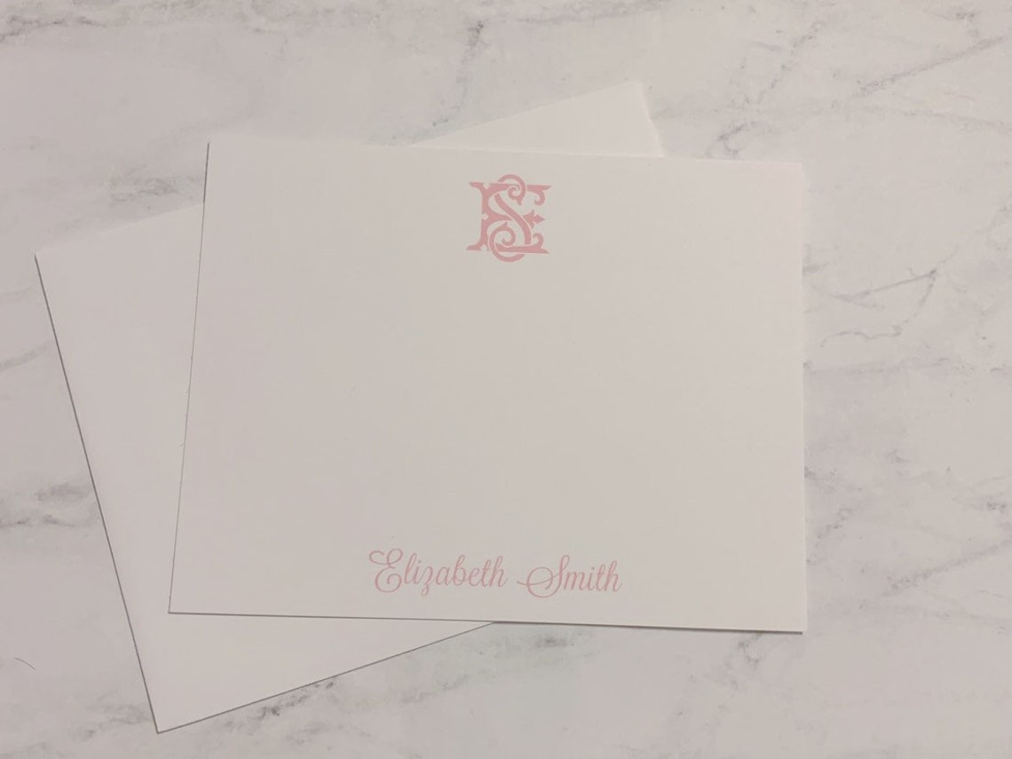 Chic Monogram Flat Note Cards for Girls - Etsy