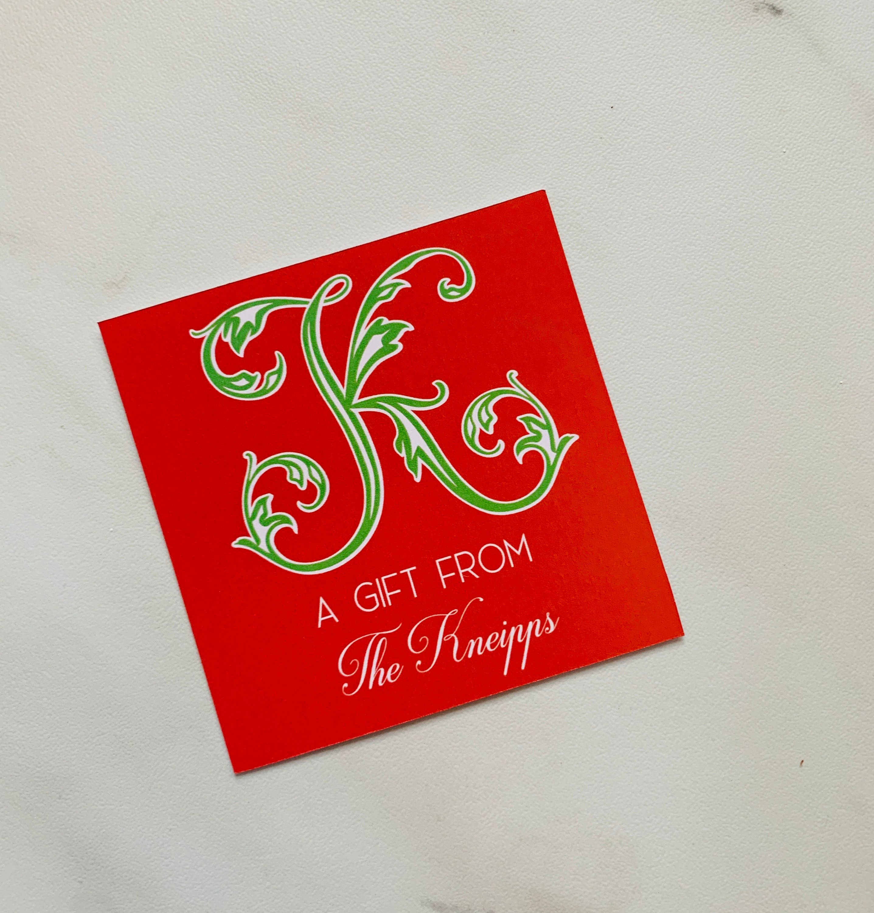 Christmas Fancy Initial Monogrammed Gift Enclosure Cards/stickers - Etsy