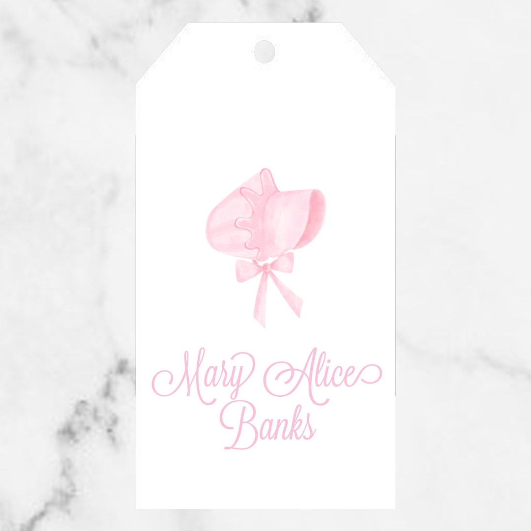 Watercolor Bonnet Personalized Gift Tag - Etsy