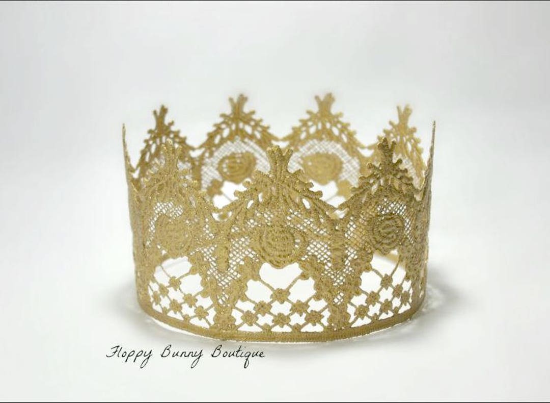 Lace Crown, Gold Lace Crown, Wedding, Flower Girl, Birthday, Photo Prop ...