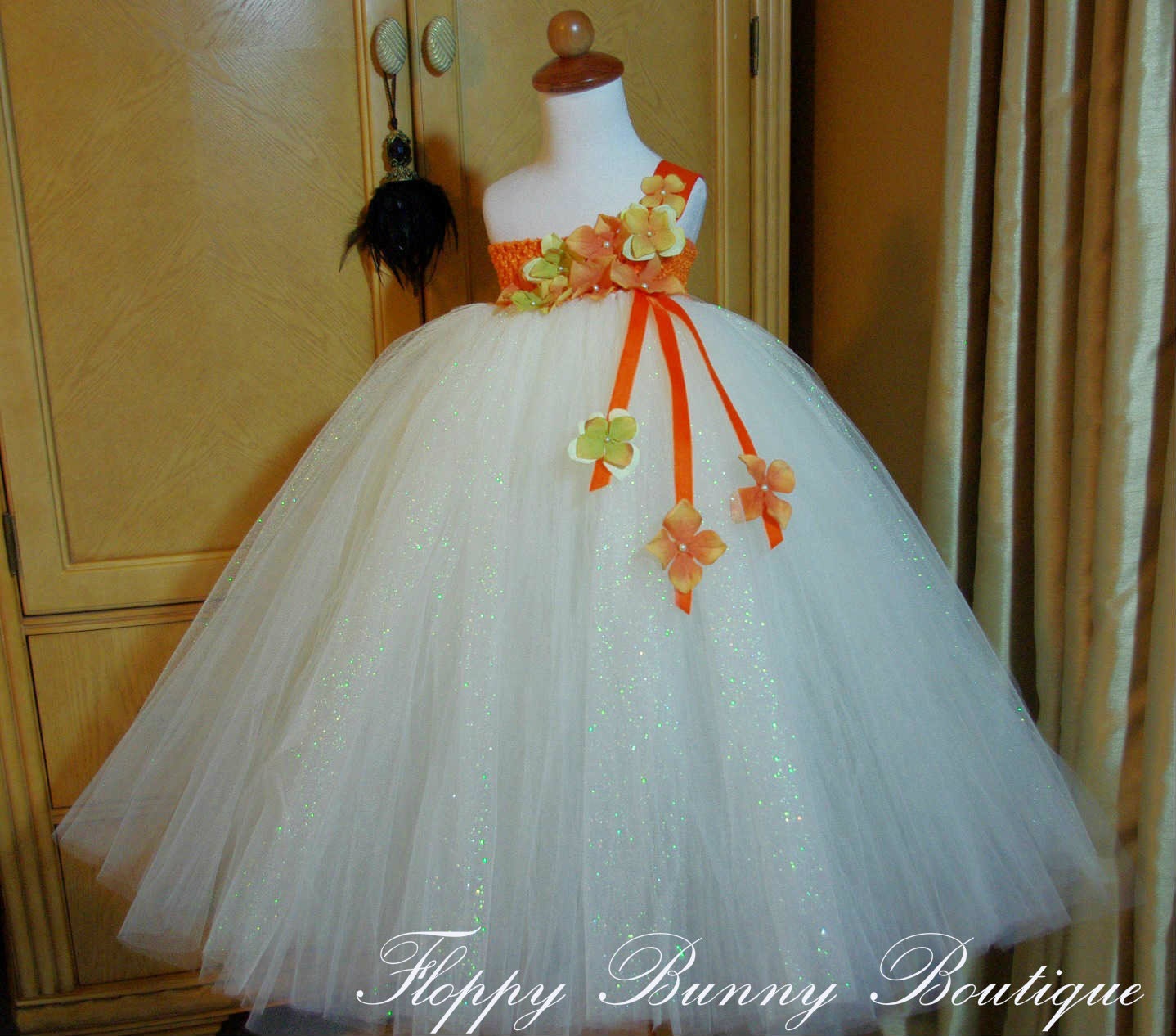 Ivory And Orange Tutu Dress Flower Girl Jr Bridesmaid Etsy