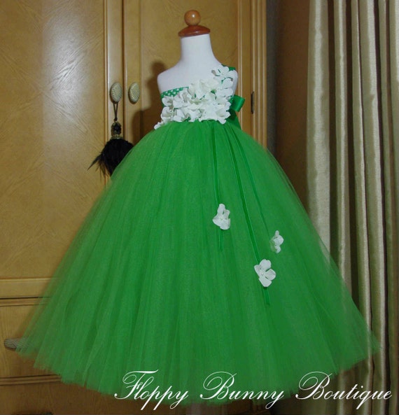 Emerald And White Tutu Dress Flower Girl Jr Bridesmaid Etsy