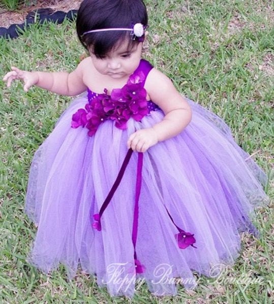 Purple Tutu Dress Flower Girl Jr Bridesmaid Birthday