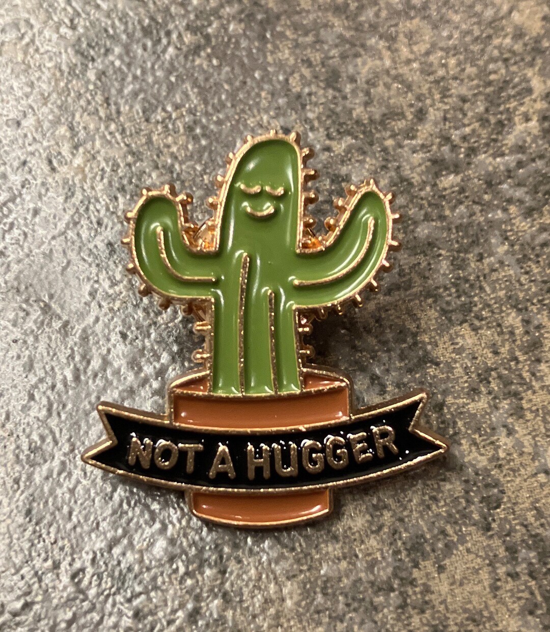 Cactus Not A Hugger Plant Gold Brooch Pin Enamel - Etsy