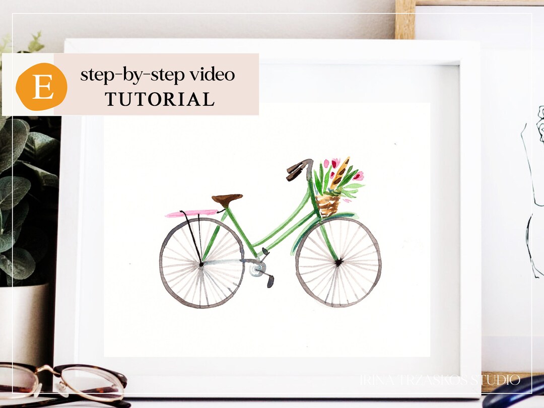 Watercolor Bicycle Tutorial for Beginners, DIY Artwork for Wall Art and ...
