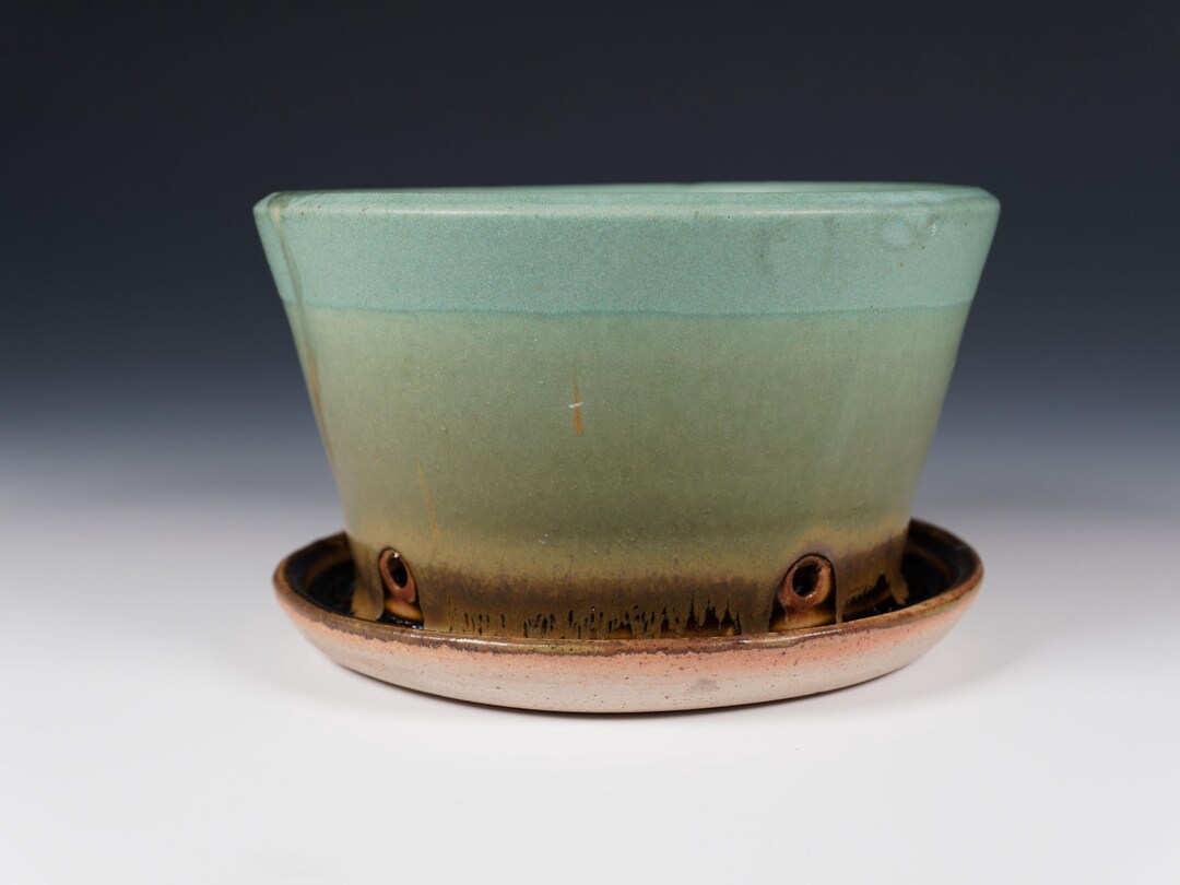 Handmade Ceramic Flower Pot With Drain Holes, Wheel Thrown Pottery ...