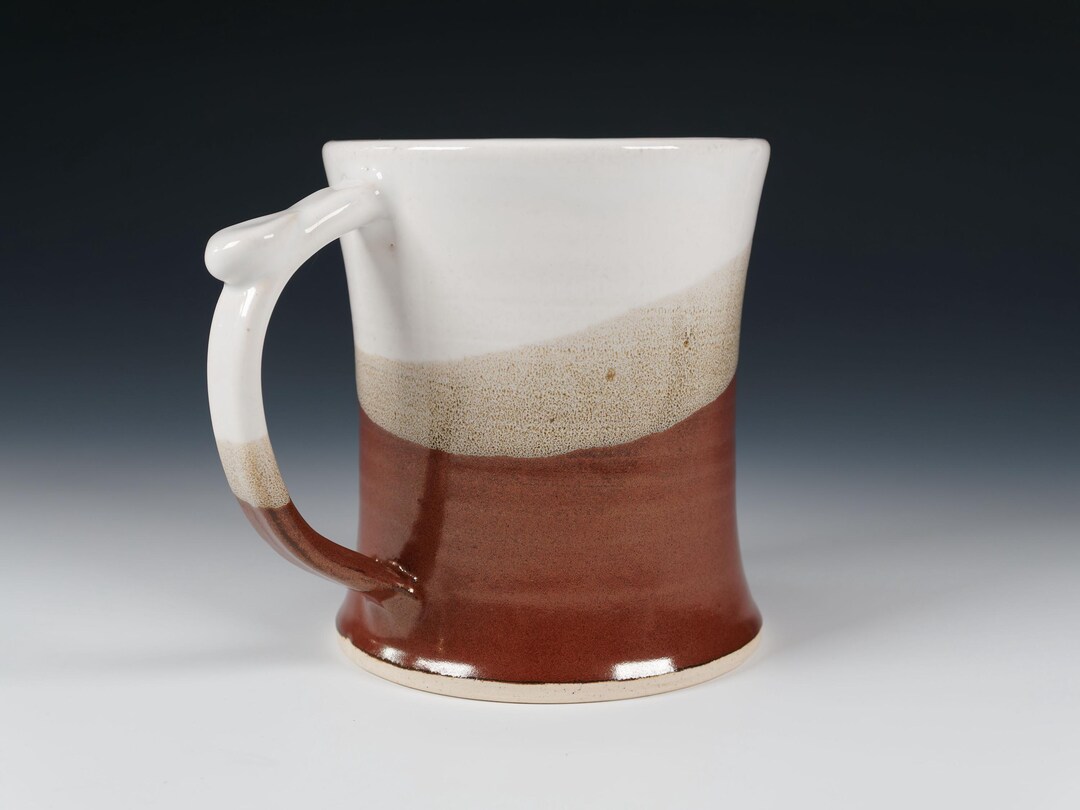 Large Handmade Mug With Thumb Rest, 16 Oz. Ceramic Wheel Thrown Pottery ...