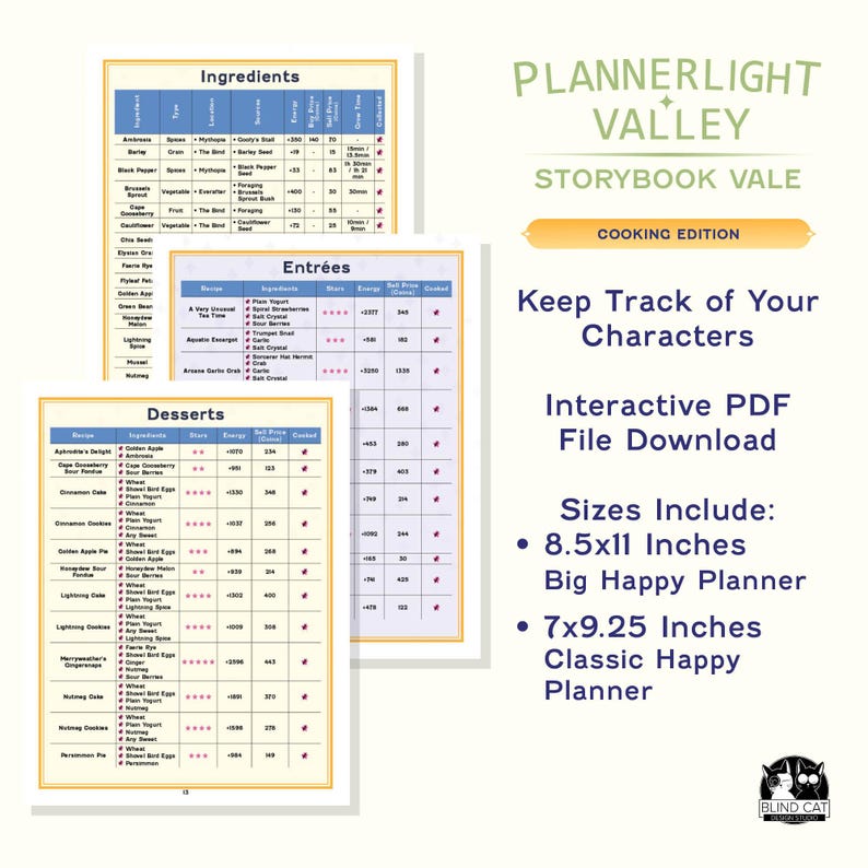 Plannerlight Valley - Storybook Vale | Cooking Edition - Etsy