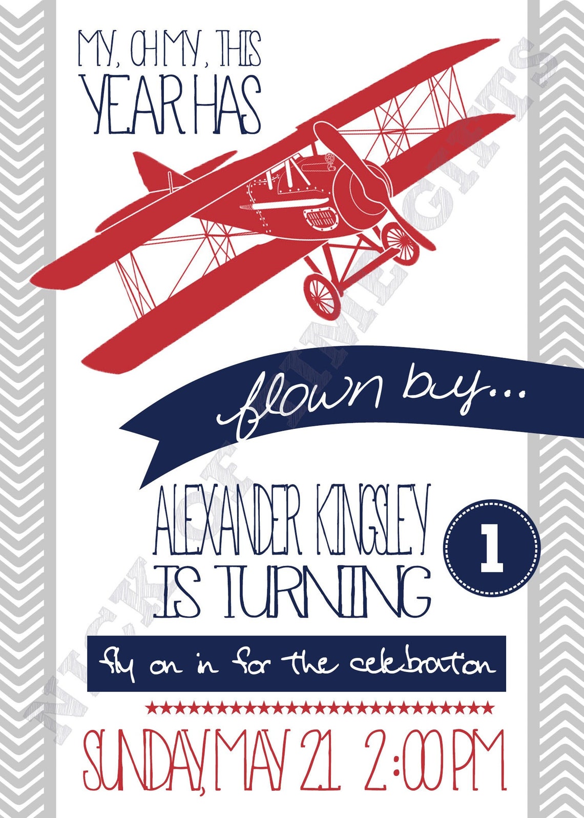 Time Flies Birthday Invitation, Air Plane Birthday Party, First ...