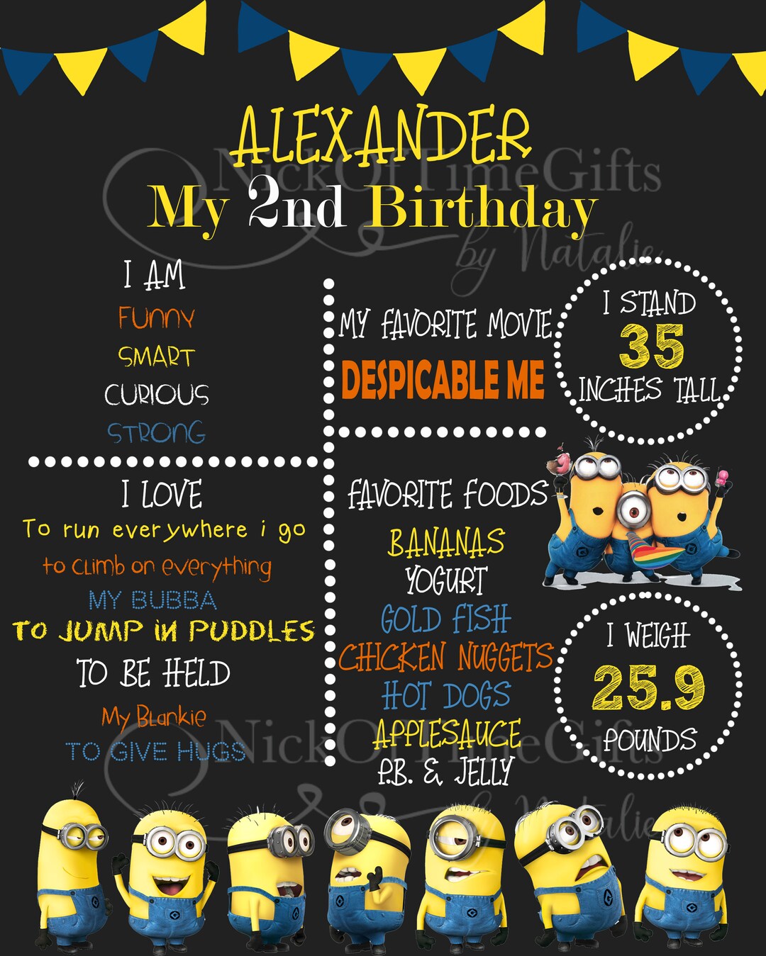 Minion Chalkboard Sign, Digital Birthday Sign, Despicable Me Birthday ...